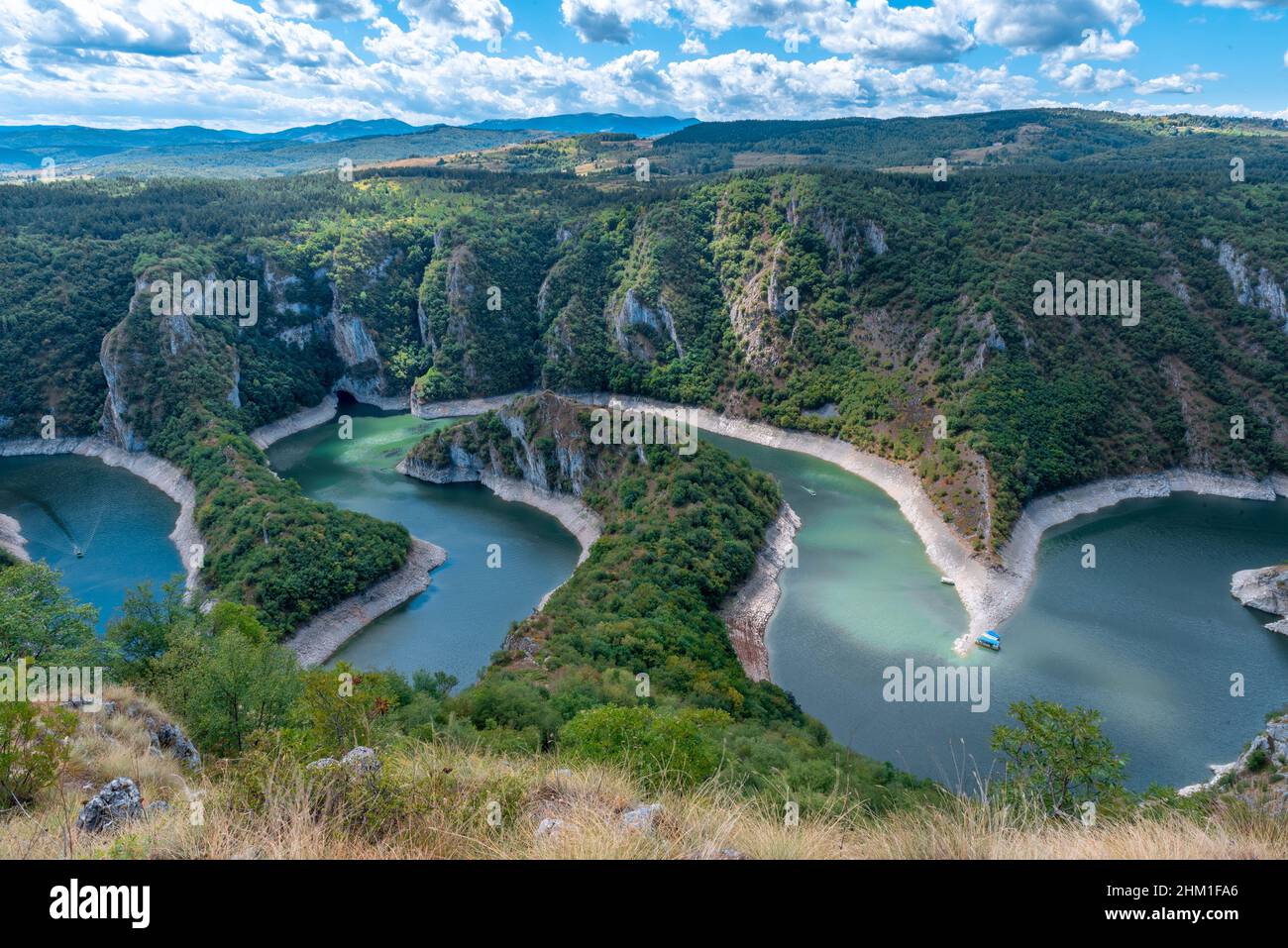 Beautiful meander Uvac lake special natural reserve under the Serbia ...