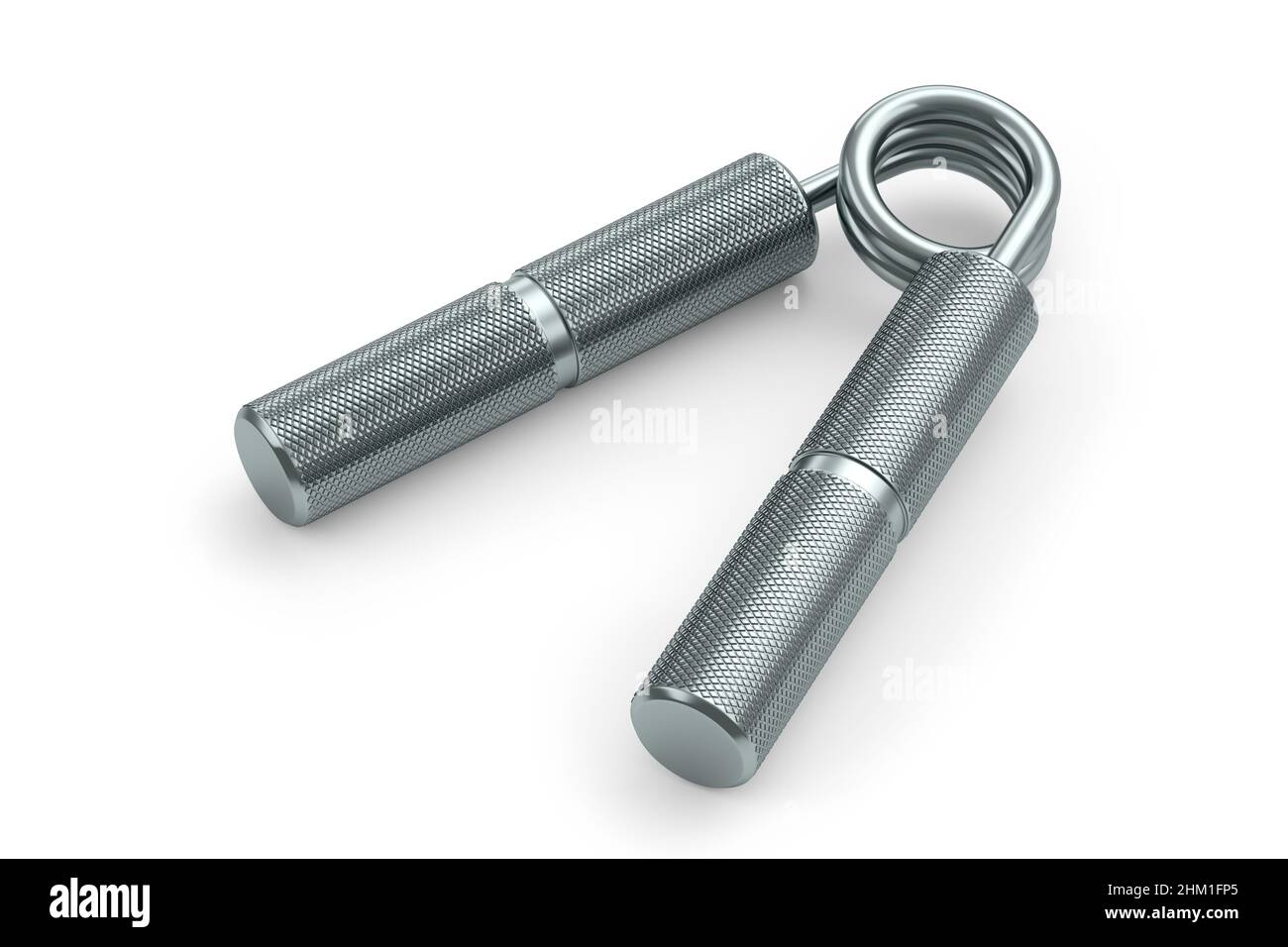 Iron hand expander or resistance band isolated on white background. 3d ...