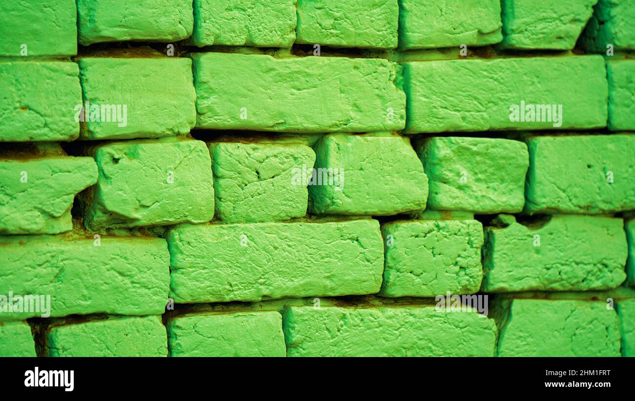Real lite green bricks wall. Seamless pattern background. green brick ...