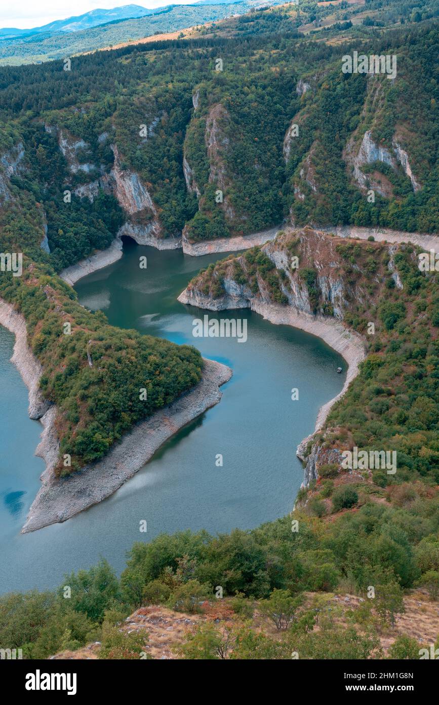 Lake Uvac meander view special natural reserve under the Serbia state's ...