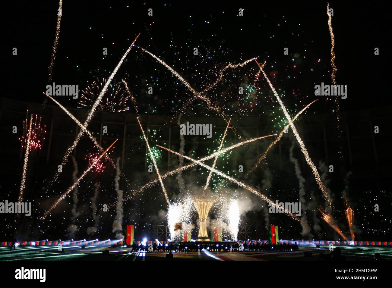 Yaounde, Cameroon. 06th Feb, 2022. A general view shows fireworks ...