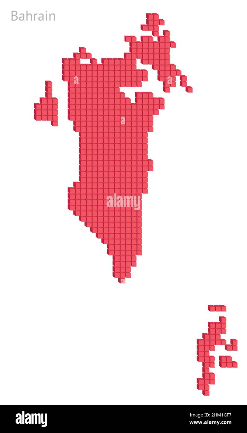 Red color dotted map plan vector illustration graphic small cubes ...