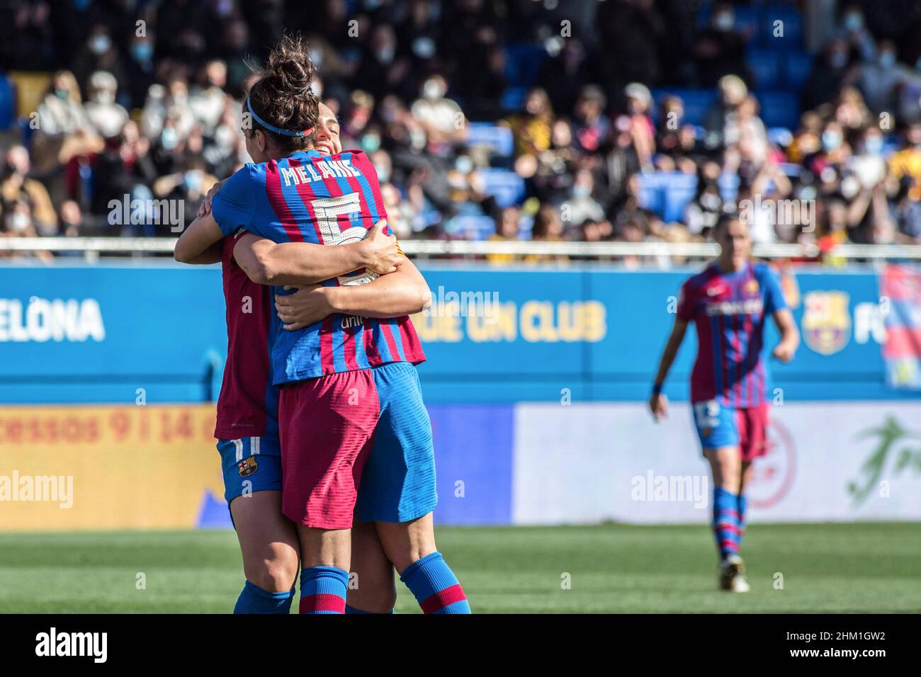 Melanie Serrano and Alexia Putellas of FC Barcelona celebrate after ...