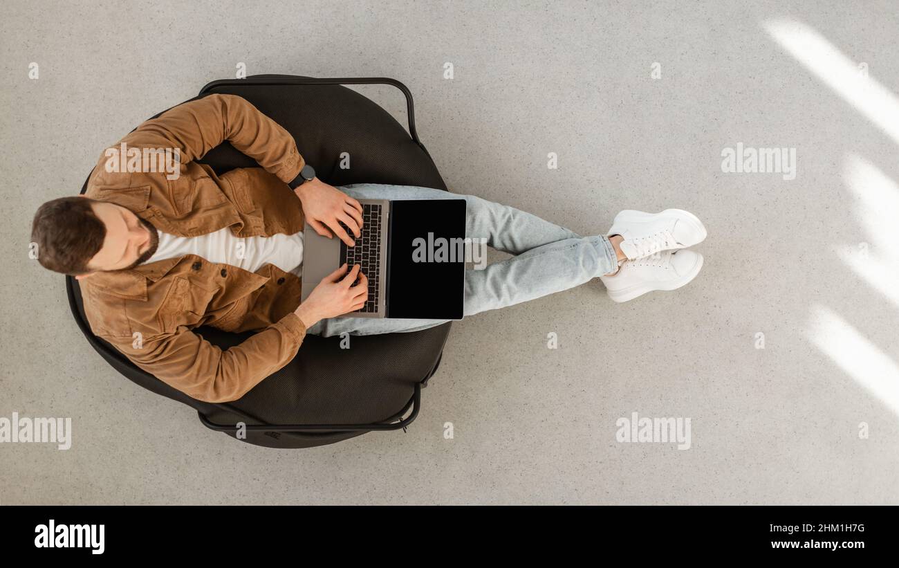 Top view bearded man sitting hi-res stock photography and images - Alamy