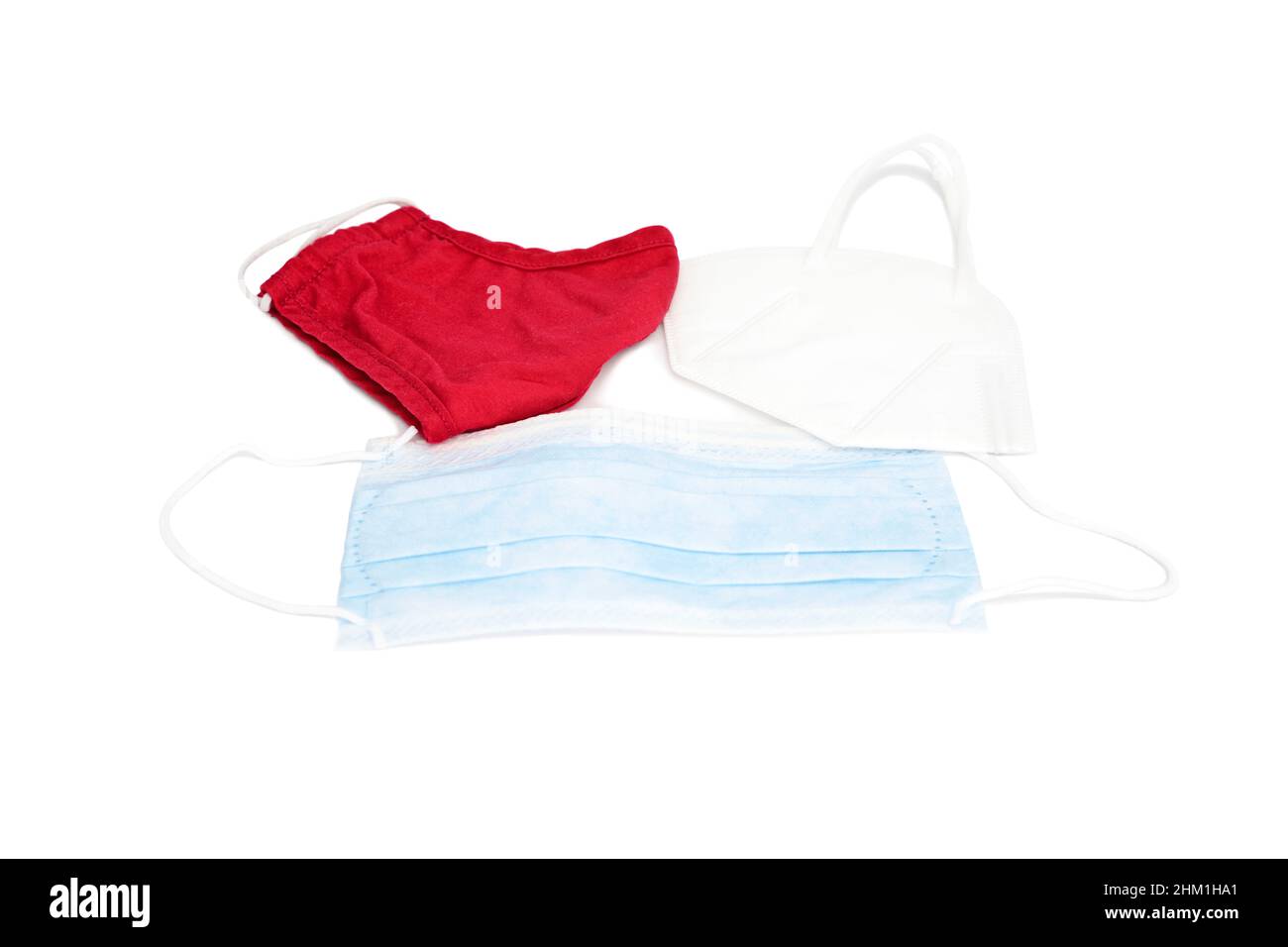 Corona virus concept. Different types of protective face masks isolated ...