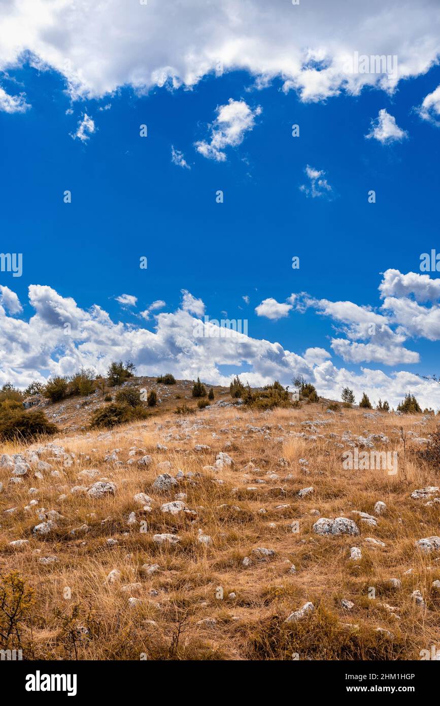 Mountain orange meadow country style with cloudy sky Stock Photo - Alamy