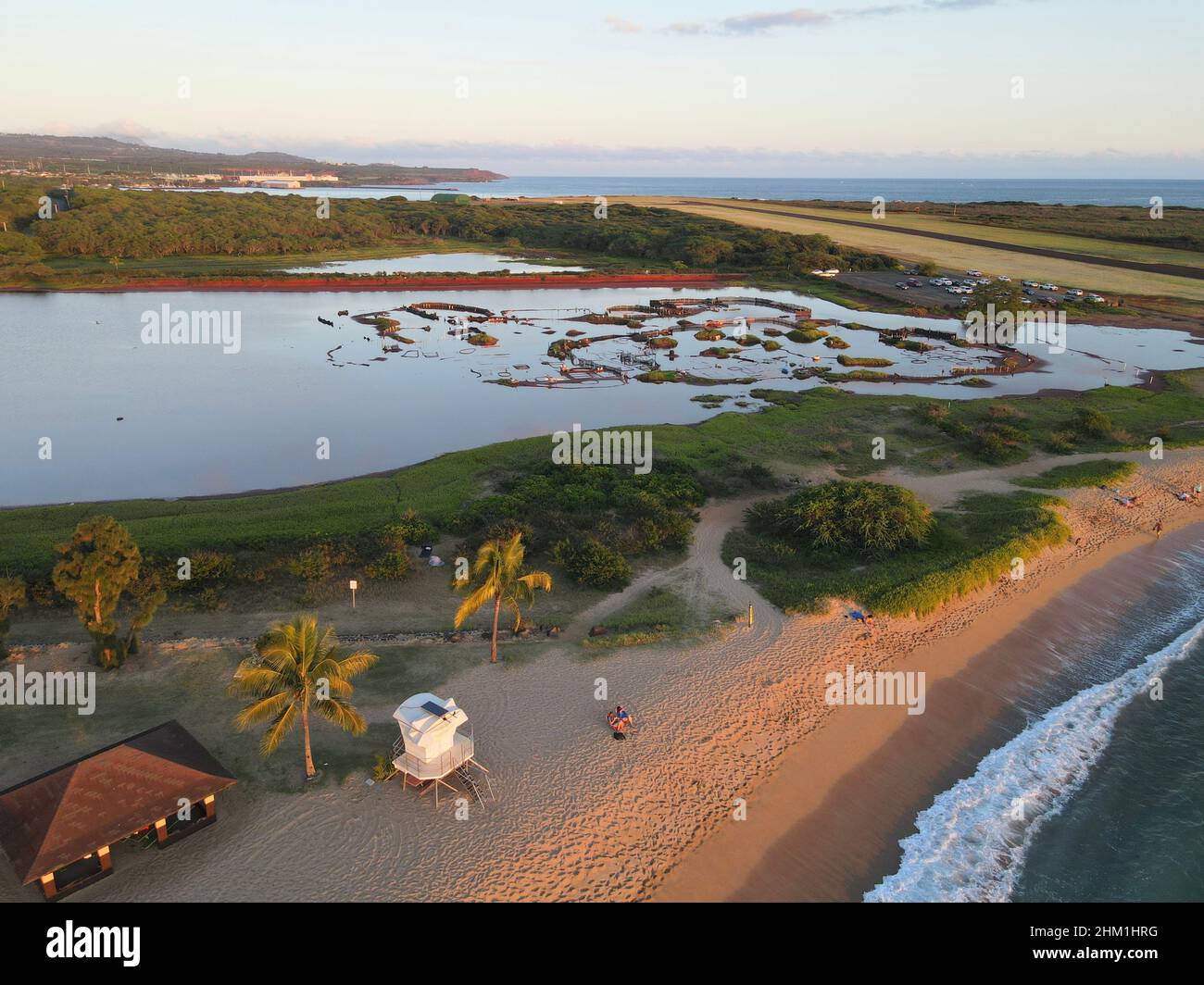 Flooded salt ponds at Saltpond Beach near Hanapepe on Kauai Stock Photo ...