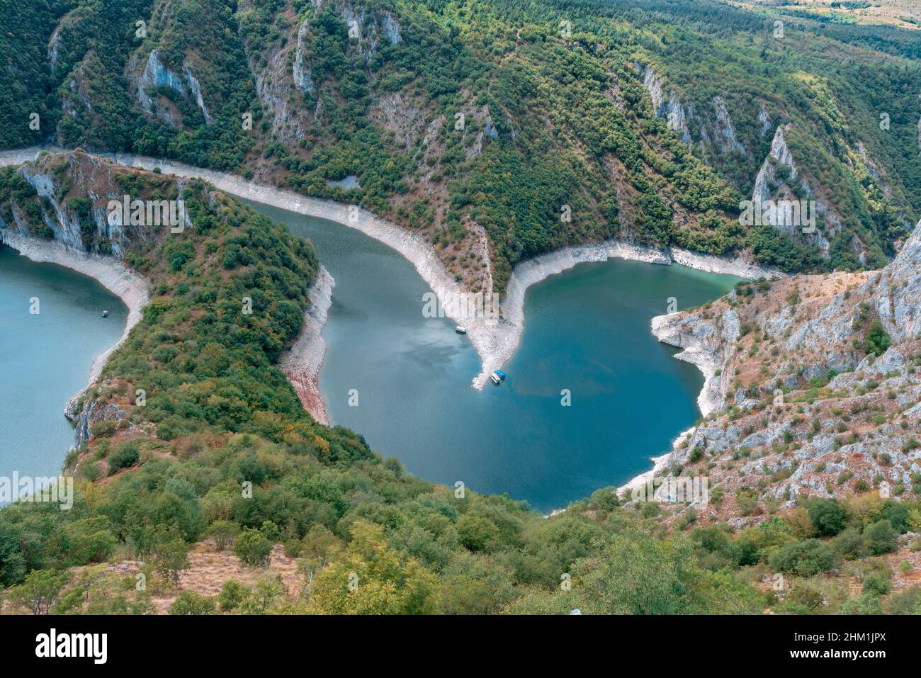 Serbian lake meander Uvac view special natural reserve under the Serbia ...
