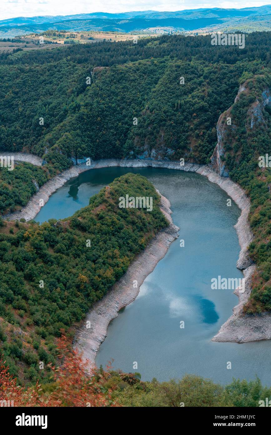 Serbian lake Uvac meander view special natural reserve under the Serbia ...