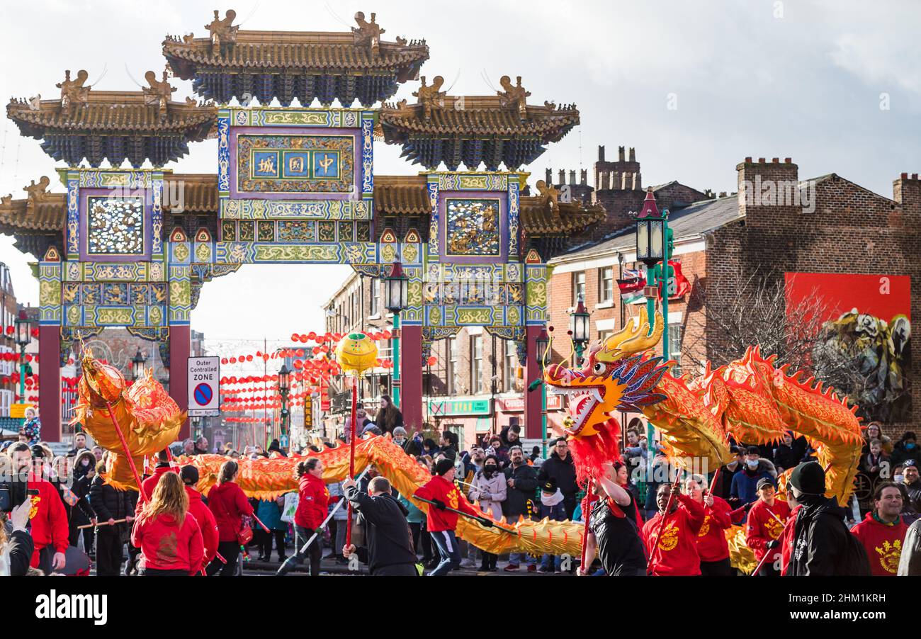 Dragon Dance by the Paifang during the Chinese New Year celebrations in ...