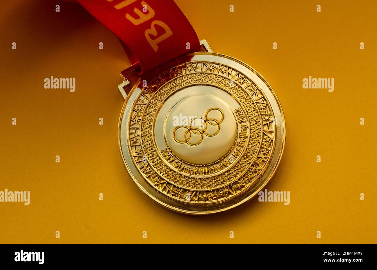 January 27, 2022, Beijing, China. XXIV Olympic Winter Games gold medal ...