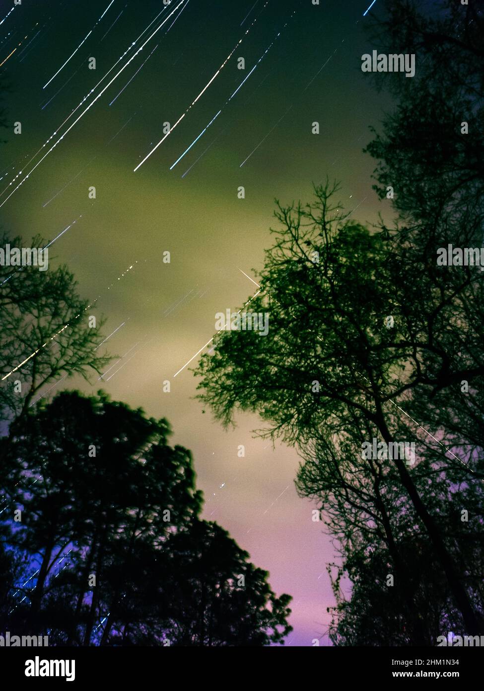 Beautiful meteor shower in the night sky Stock Photo - Alamy