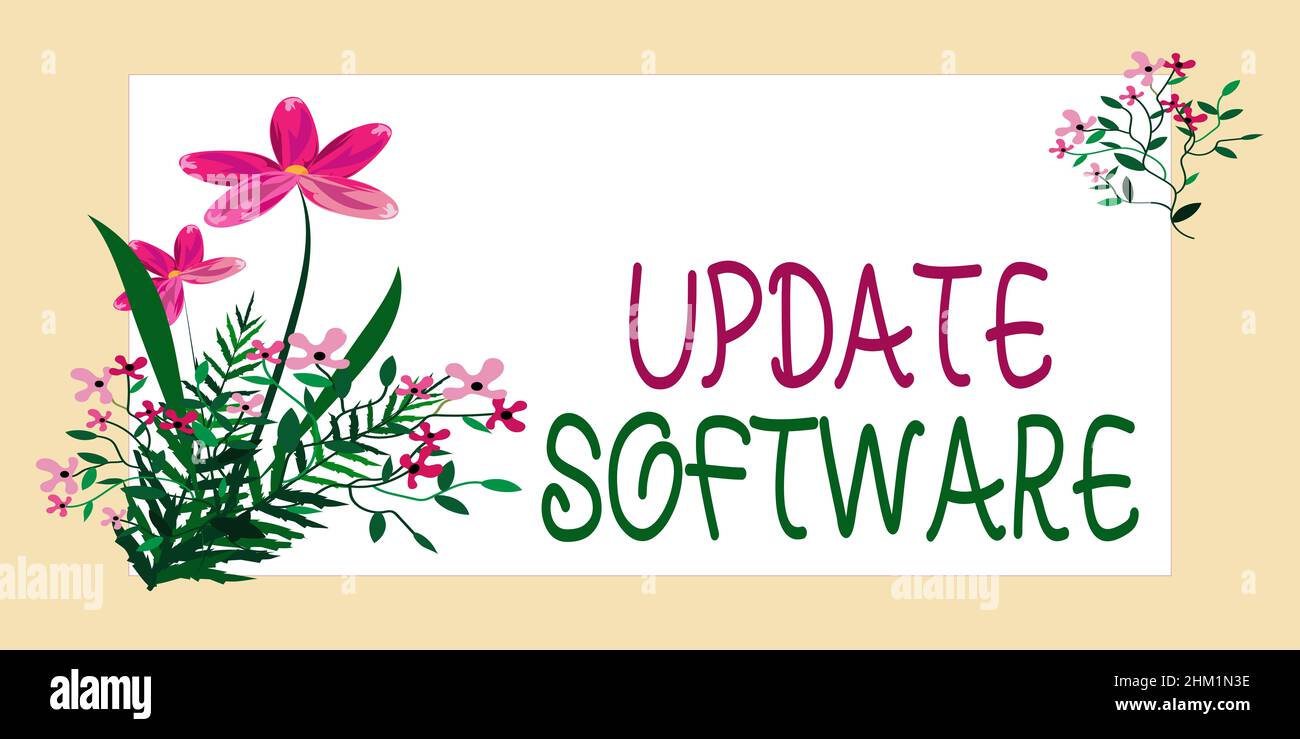 Hand Writing Sign Update Software Business Approach Replacing Program With A Newer Version Of