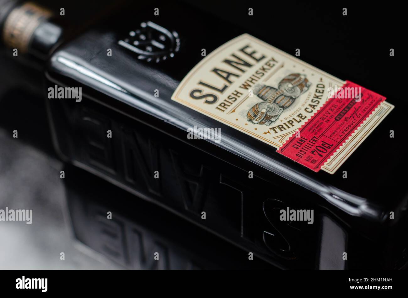 LONDON, UNITED KINGDOM - JANUARY 25, 2022 Characteristic black bottle ...