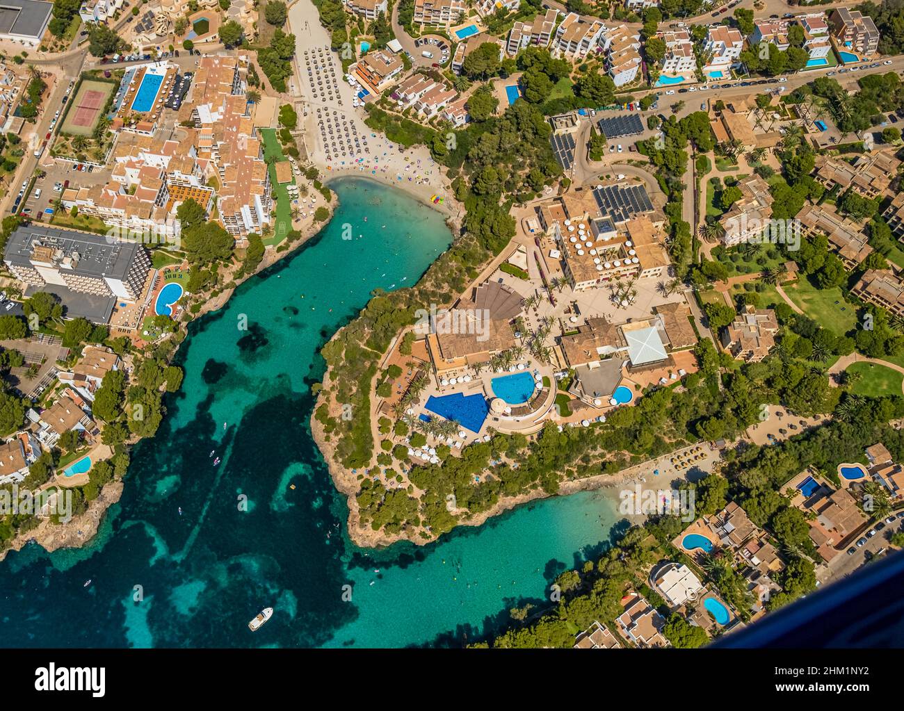 Aerial view, Robinson Club Cala Serena, Cala Serena, Felanitx, Mallorca ...