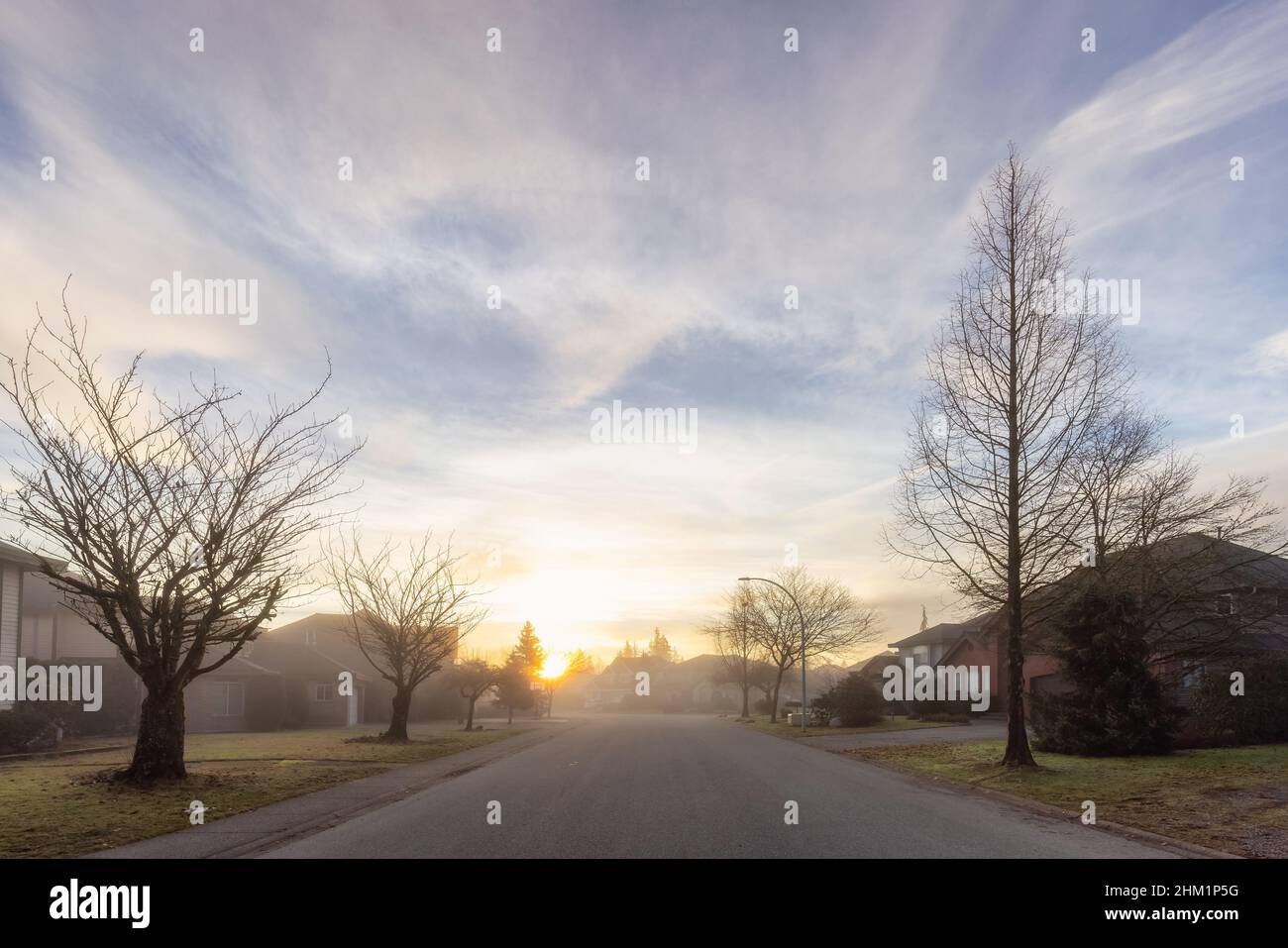 Beautiful Street view in the Residential Neighborhood Stock Photo - Alamy