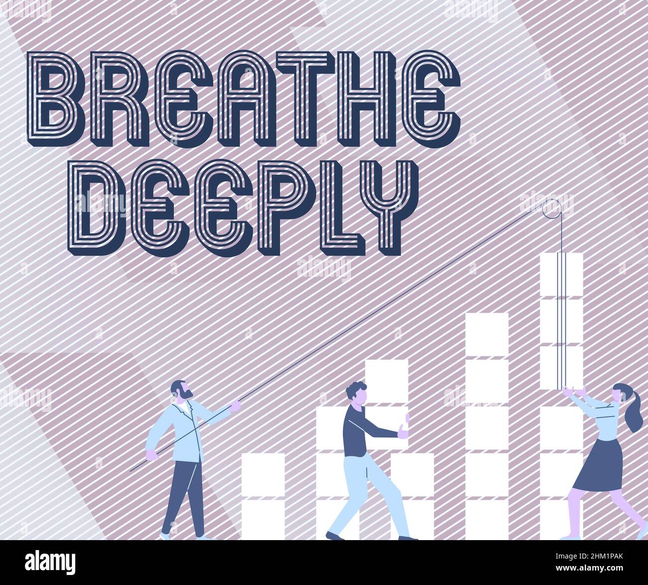 Hand writing sign Breathe Deeply. Concept meaning to take a large ...