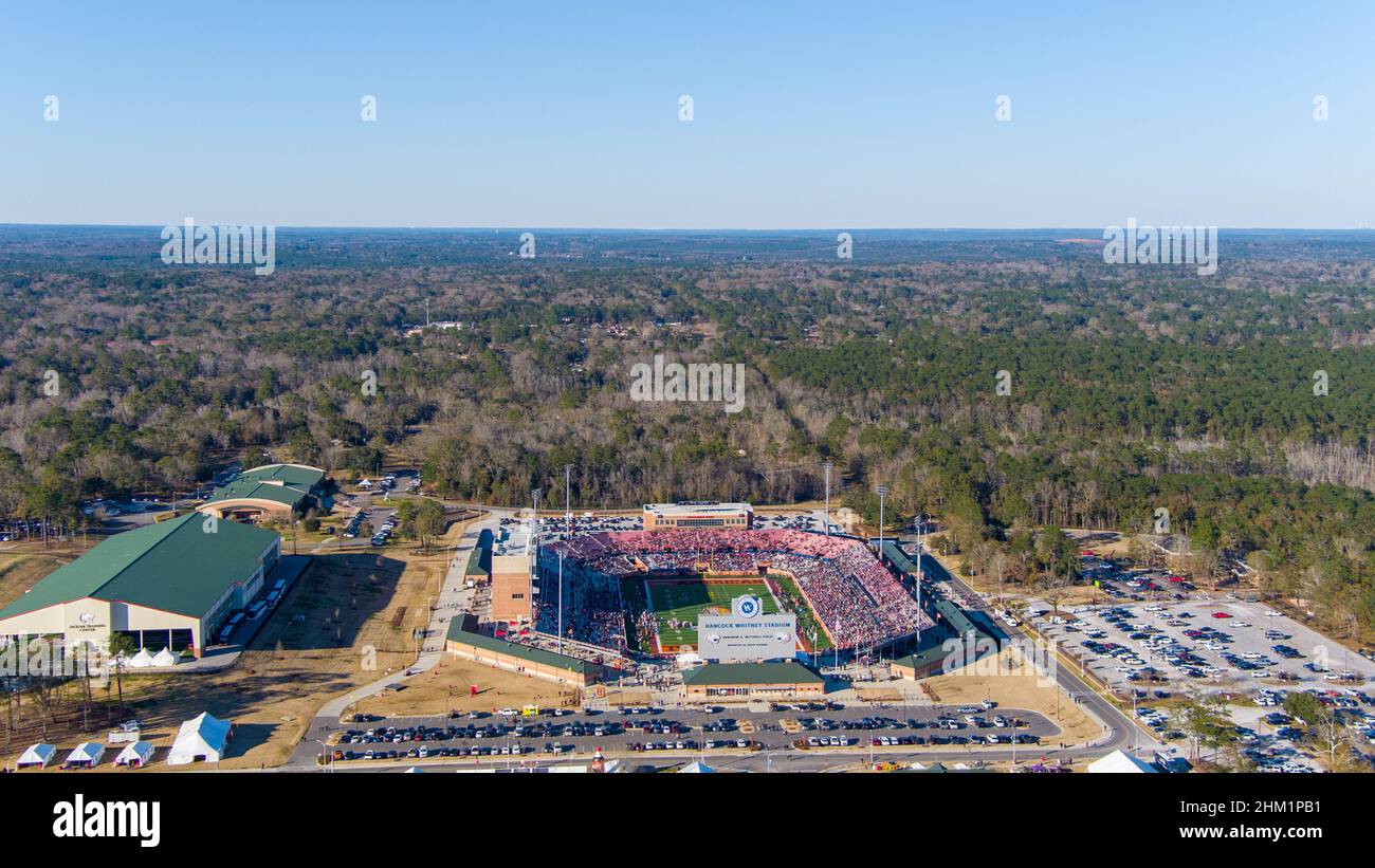 Aerial view of the Senior Bowl at Hancock-Whitney Stadium Stock Photo ...
