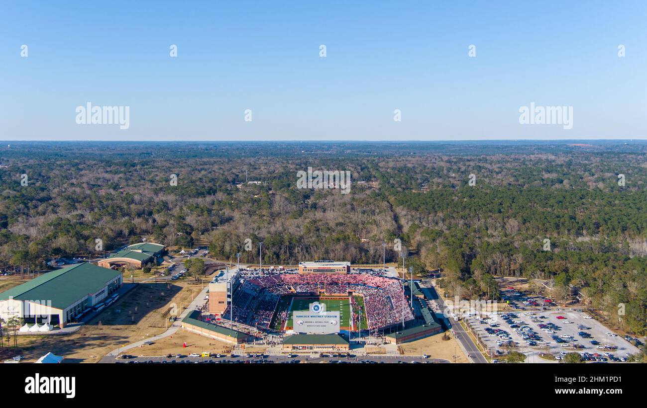 Aerial view of the Senior Bowl at Hancock-Whitney Stadium Stock Photo ...