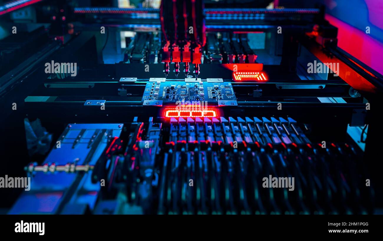 High-tech production of computer chips on automatic Pick and Place ...