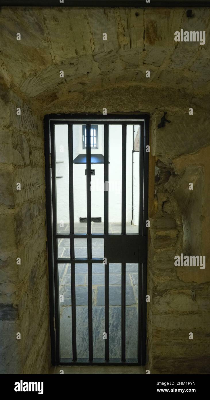 Barred door outside a room in the bodmin jail hotel Stock Photo - Alamy
