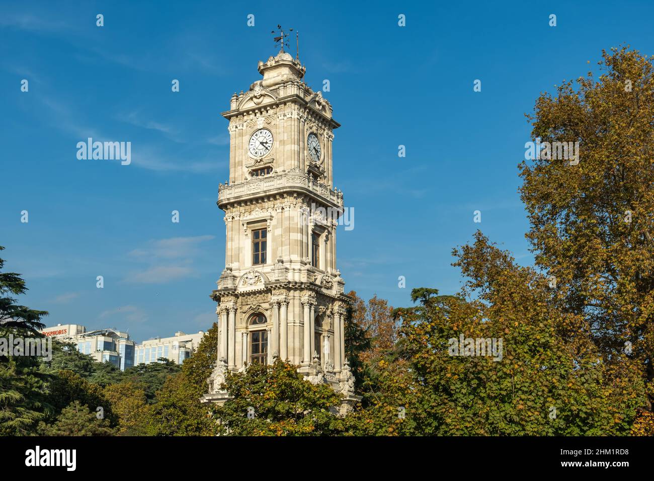 Clock Tower in Dolmabahce Palace in Istanbul, Turkey. Clock Tower is a ...