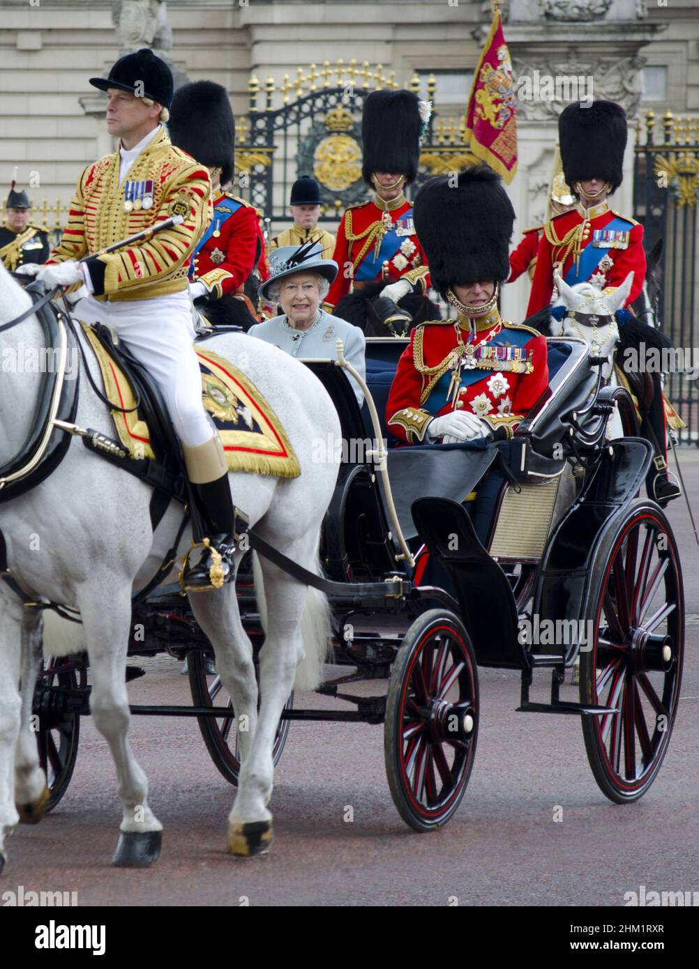 Queen Elizabeth II and The Duke of Edinburgh (in military uniform) in ...