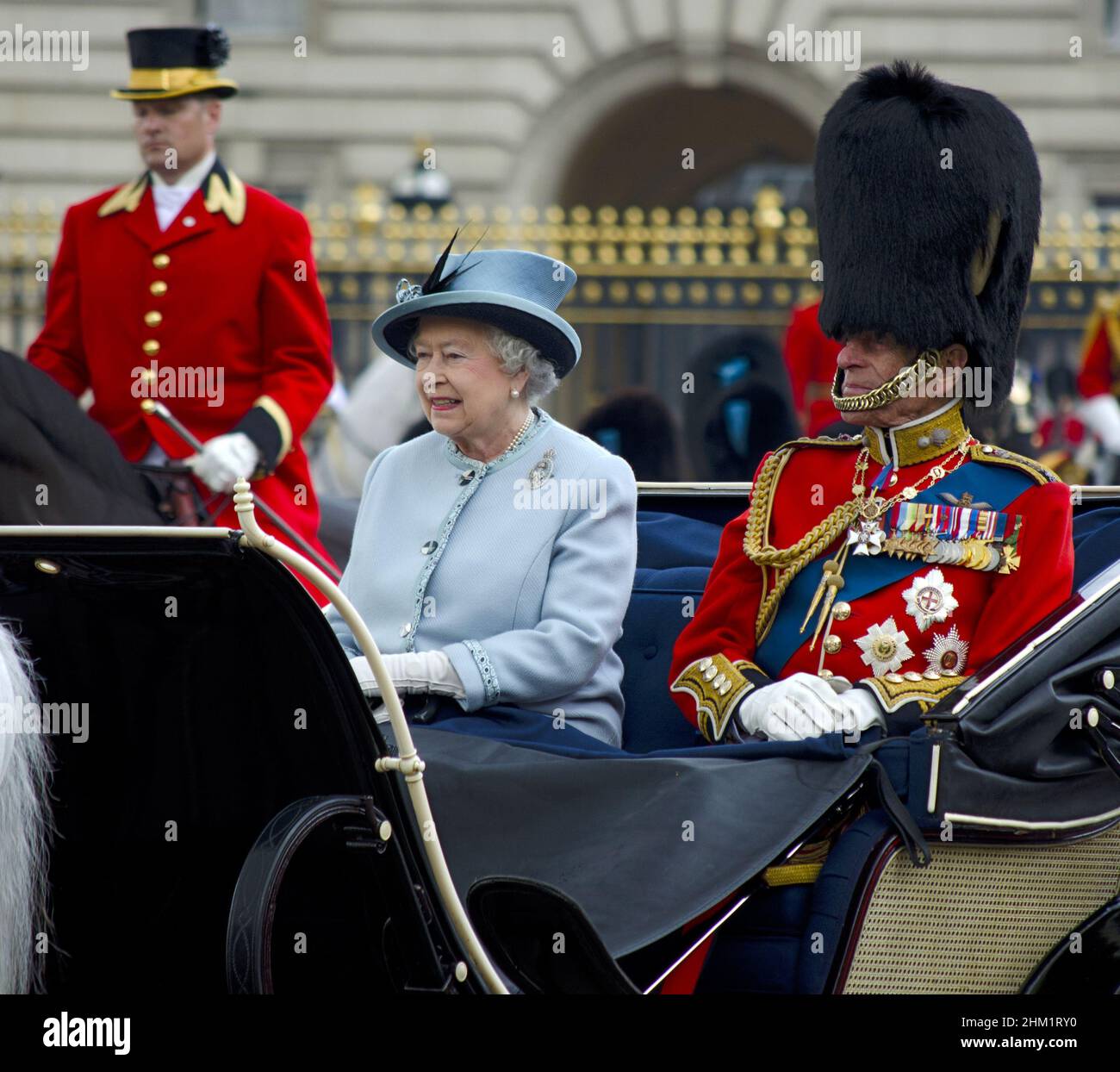 Queen Elizabeth II and The Duke of Edinburgh (in military uniform) in ...