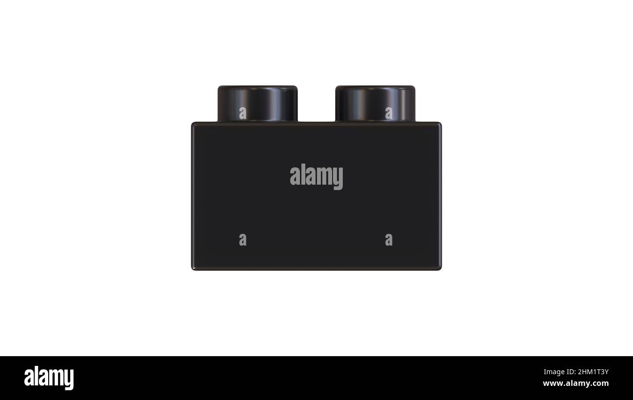 8K Ultra HD Side View of Black Plastic Lego Toy Brick Isolated on a ...
