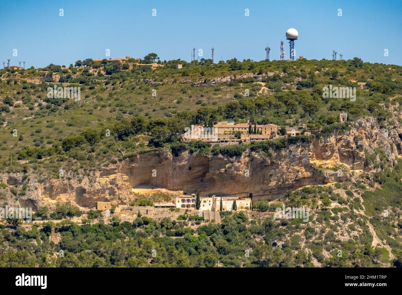Aerial view, Ermita de Sant Honorat and Santuari de Gracia on the ...