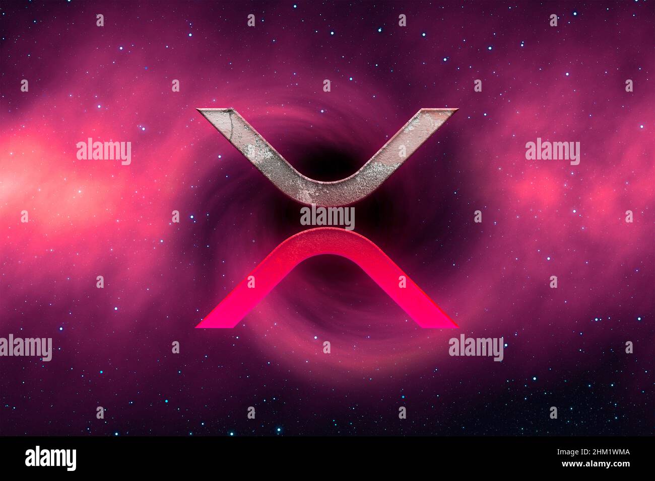 3D rendering cryptocurrency xrp coin on colorful background ...
