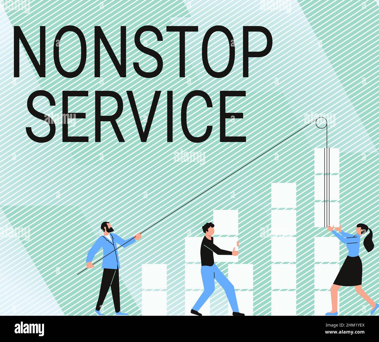 Hand writing sign Nonstop Service. Business idea service that is ...