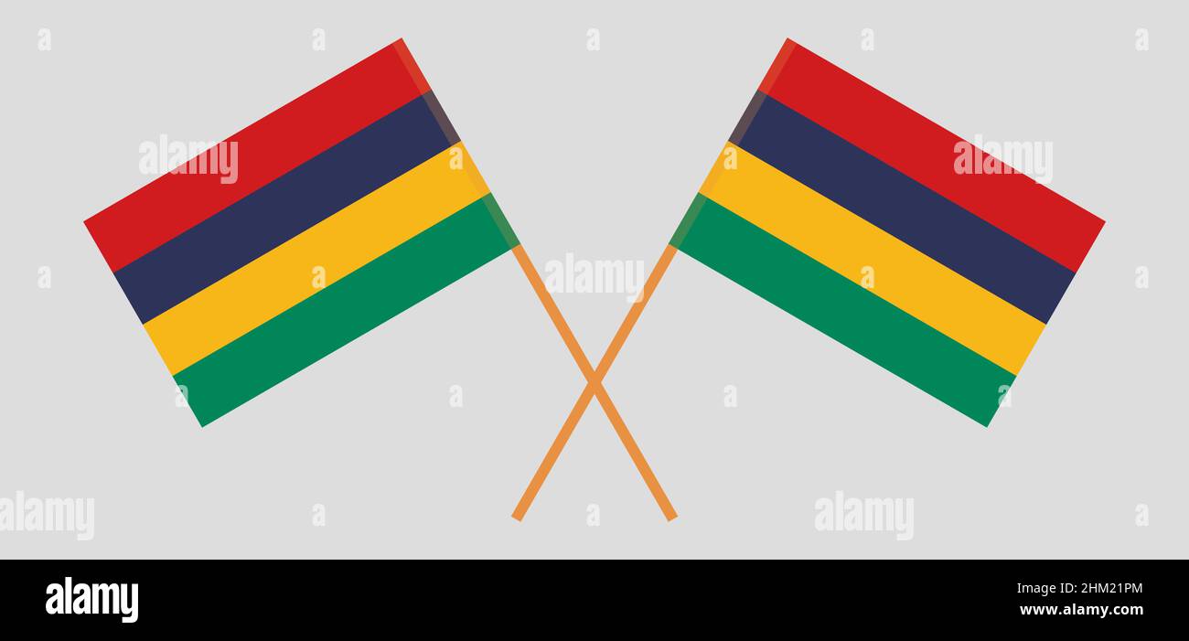 Crossed flags of Mauritius. Official colors. Correct proportion. Vector ...