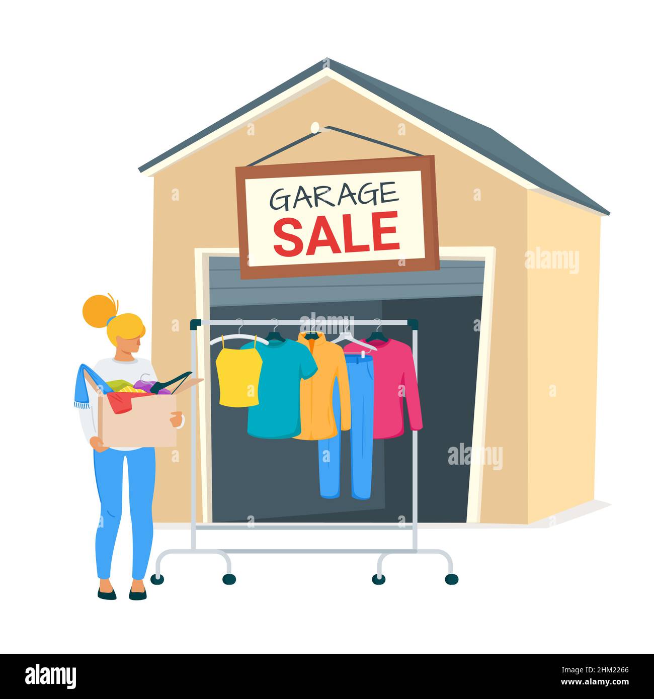 Woman garage sale box Stock Vector Images - Alamy