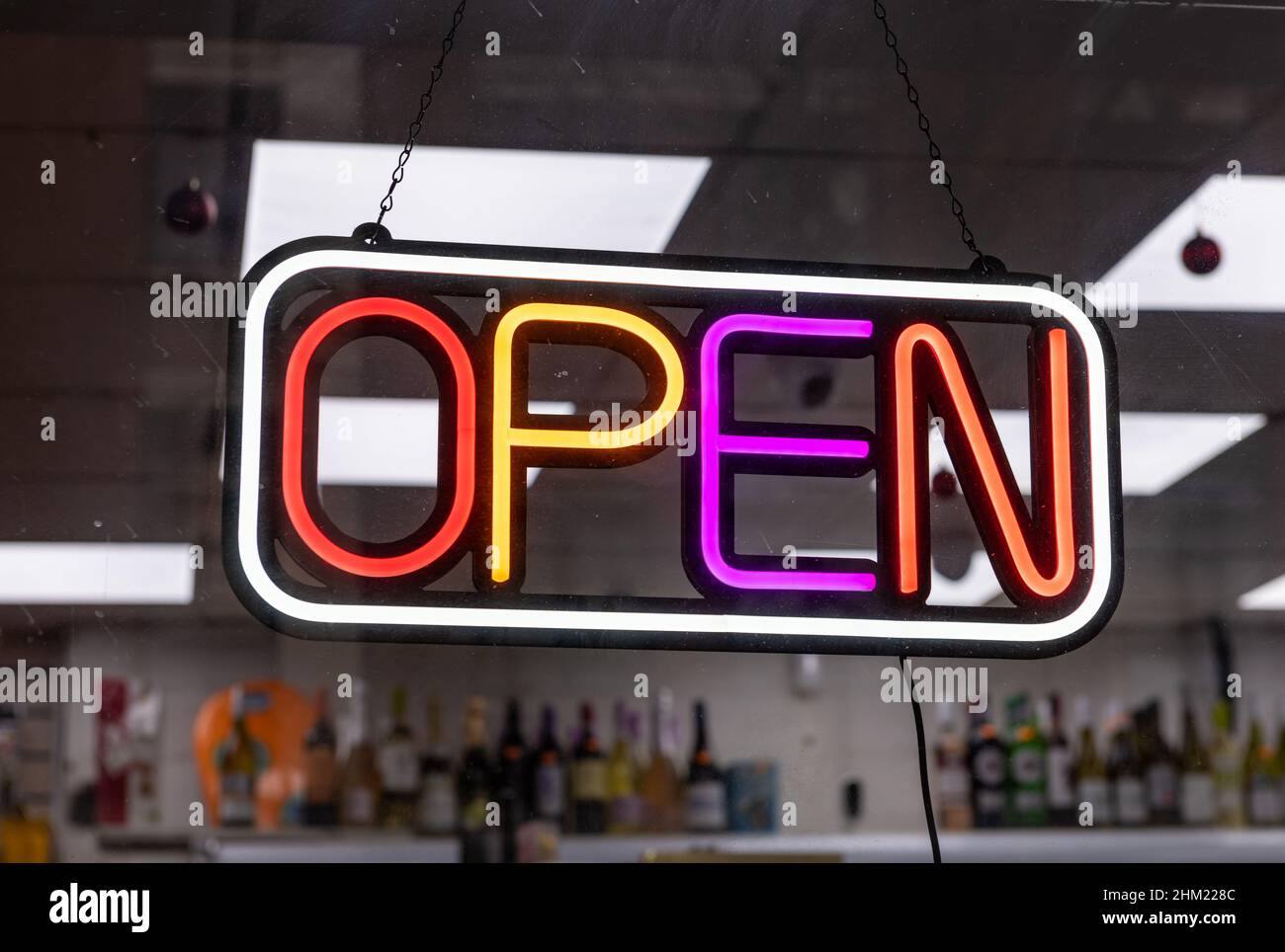 Open neon sign hi-res stock photography and images - Alamy