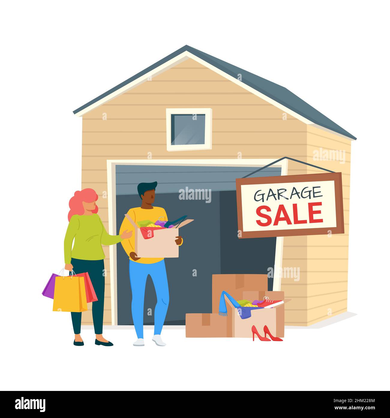 Vector cartoon style illustration of garage sale Stock Vector Image ...