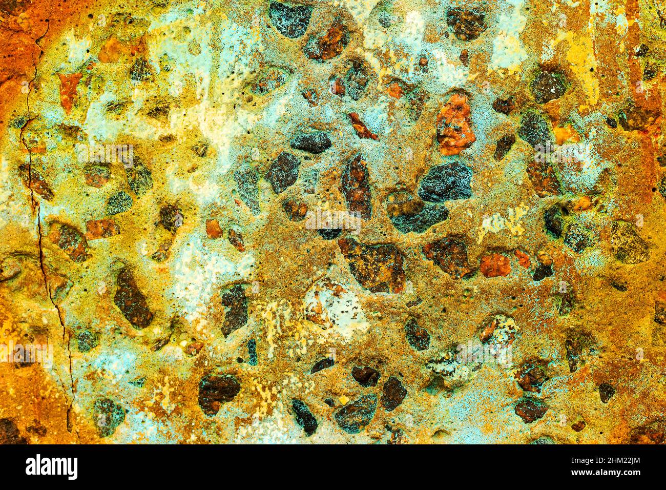 Background concrete wall, traces of weathering, worn wall damaged paint ...