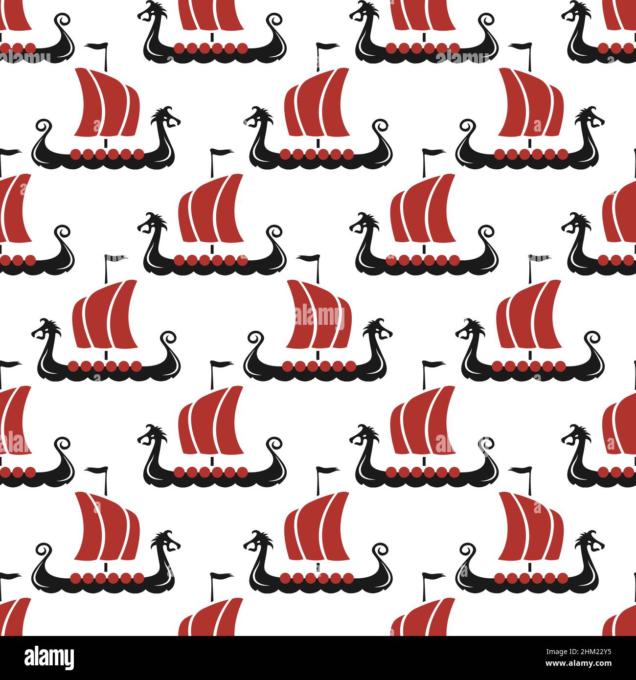 Drakkar vikings pattern vector illustration. Viking transport warship ...