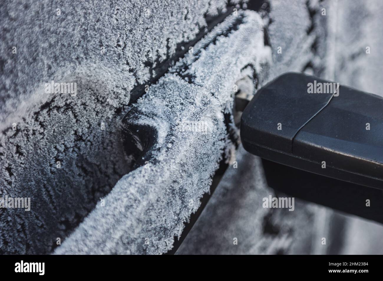 Frozen Car Door Lock at winter time Stock Photo - Alamy