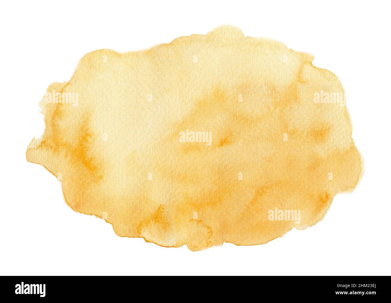 Abstract gold yellow watercolor blob on white background. The color ...