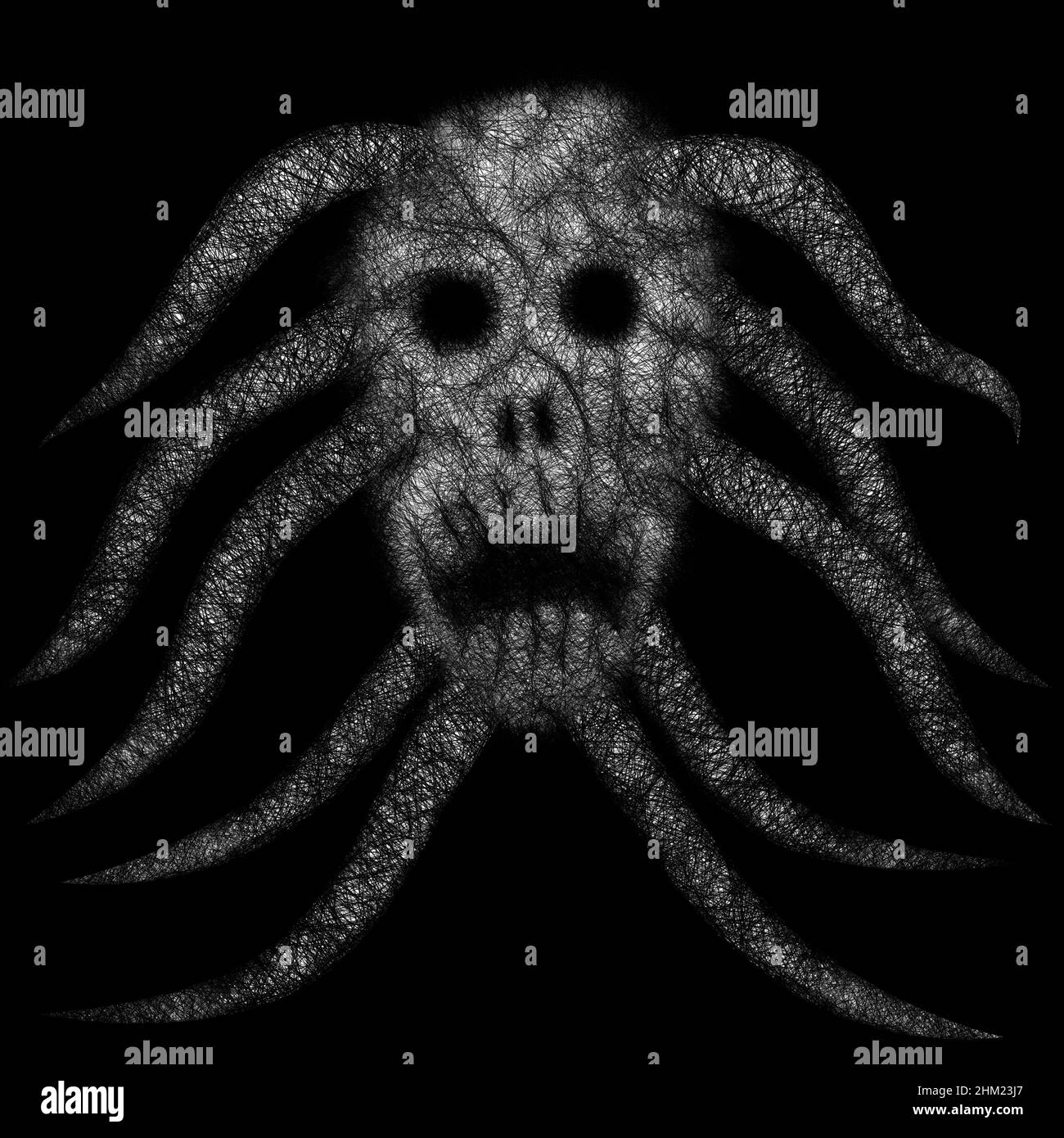 Scary head with tentacles Stock Photo - Alamy