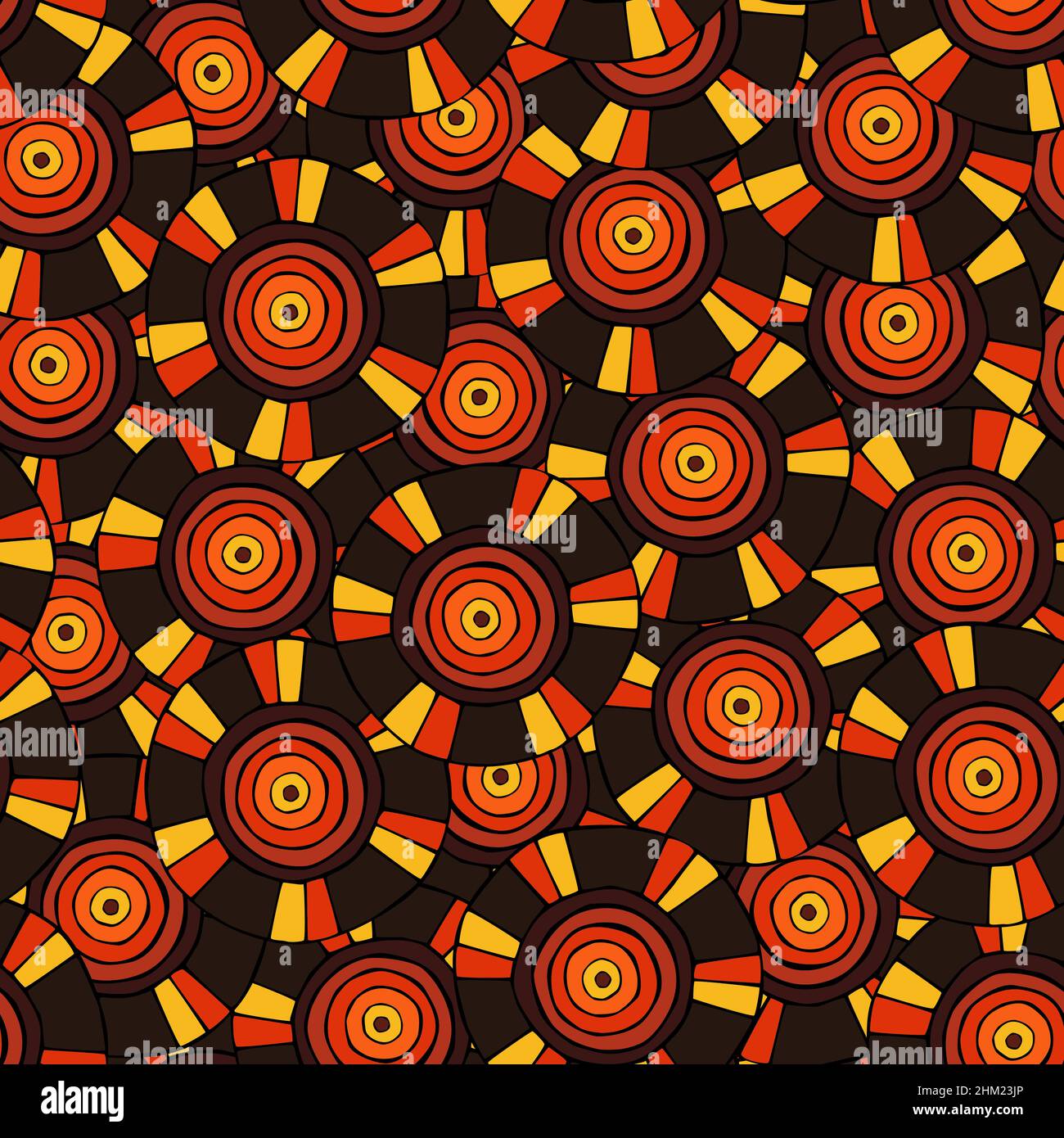 Circular, tribal pattern with motifs of African tribes Surma and Mursi ...