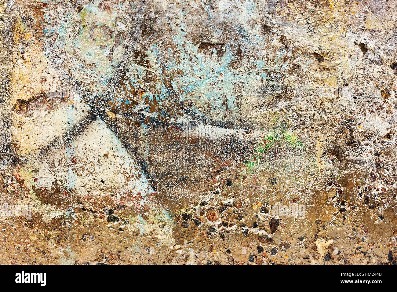 Background concrete wall, traces of weathering, worn wall damaged paint ...