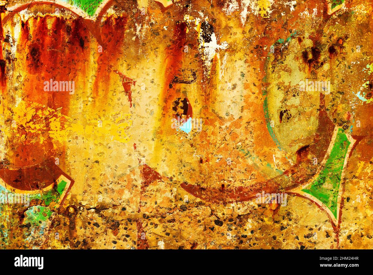 Background concrete wall, traces of weathering, worn wall damaged paint ...