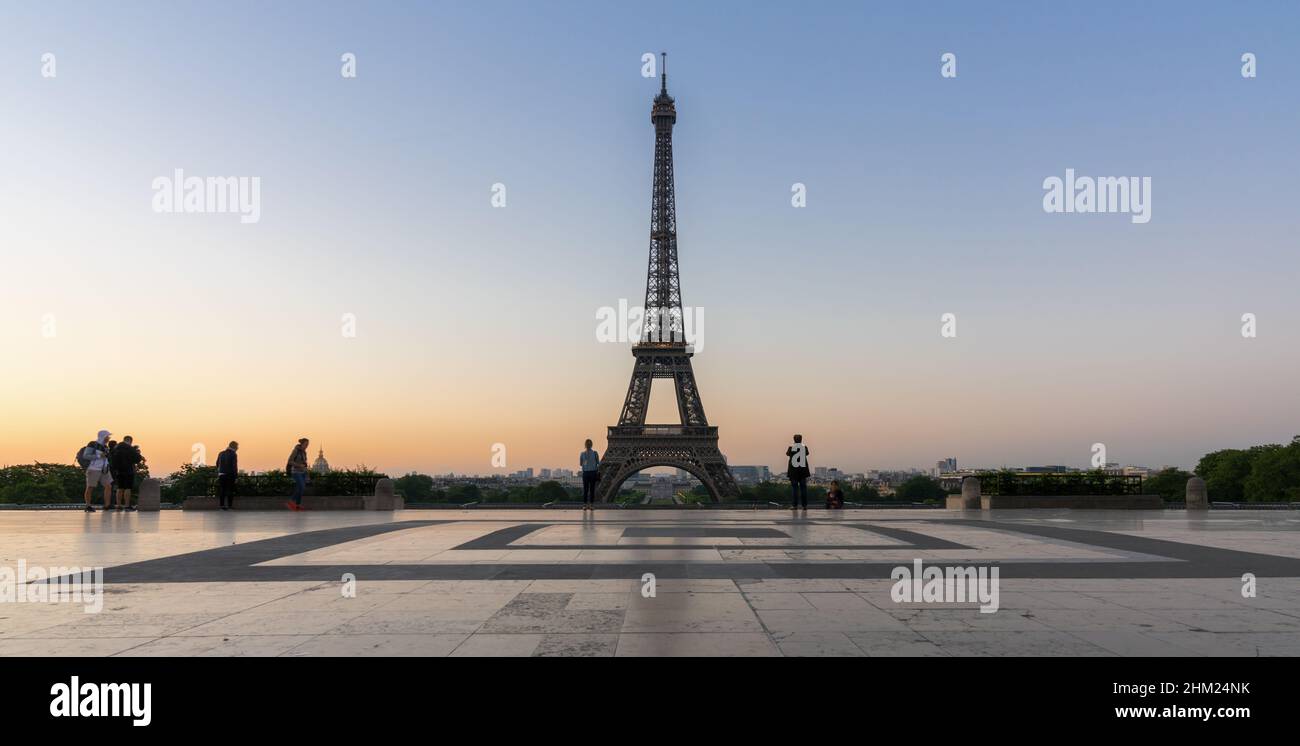 Paris Eiffel Tower and river Seine in Paris, France. Eiffel Tower is ...