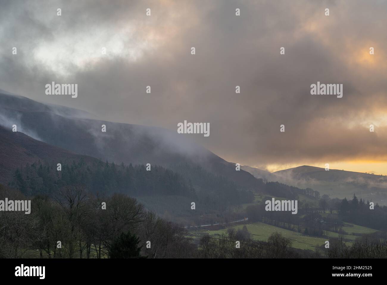 Looking towards the North Wales hills from the A5 between Llangollen ...