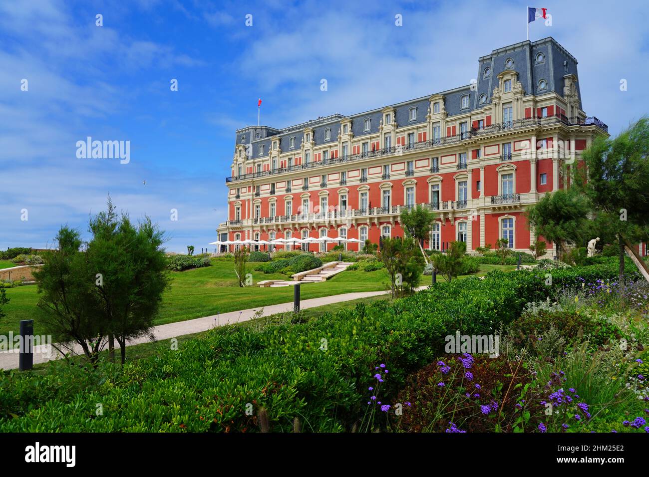 BIARRITZ, FRANCE -17 AUG 2021- View of the Hotel du Palais, a landmark ...