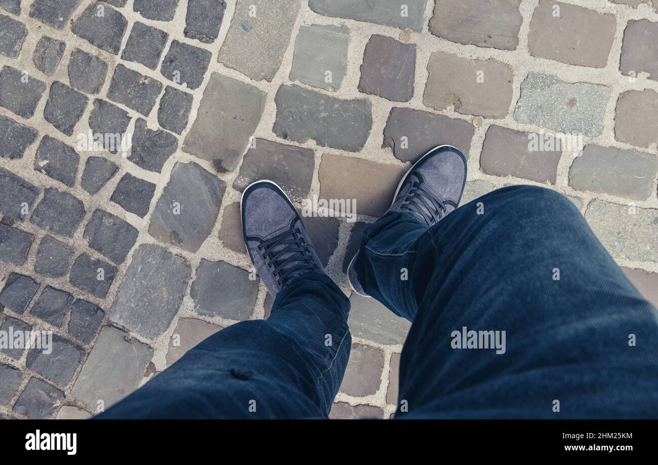 Looking down feet man standing hi-res stock photography and images - Alamy