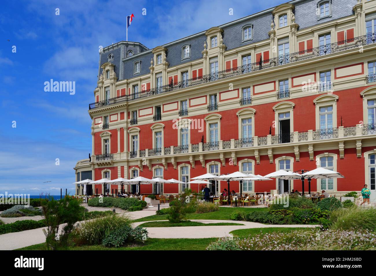 BIARRITZ, FRANCE -17 AUG 2021- View of the Hotel du Palais, a landmark ...