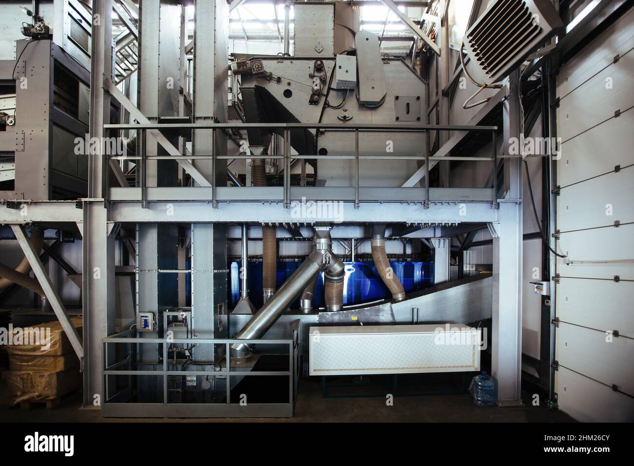 Industrial grain drying machine. Pipeline and separator Stock Photo - Alamy